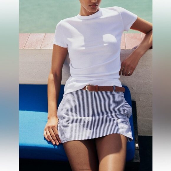 Zara | Shorts | Zara Belted Striped Skort | Poshmark